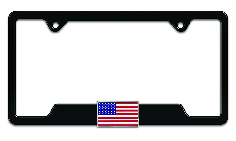 3D Modern American Flag Black Metal Open License Plate… | Elektroplate