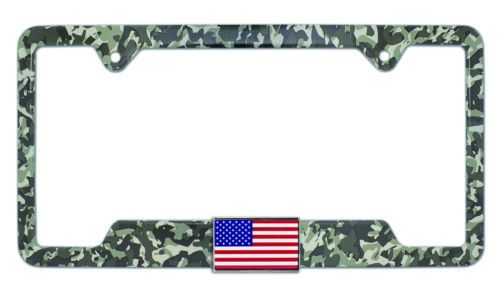 3D Modern American Flag Camo Metal Open License Plate… | Elektroplate