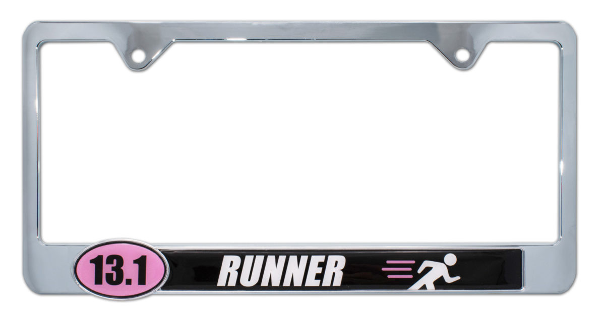 13.1 Half Marathon Runner Pink License Plate Frame | Elektroplate