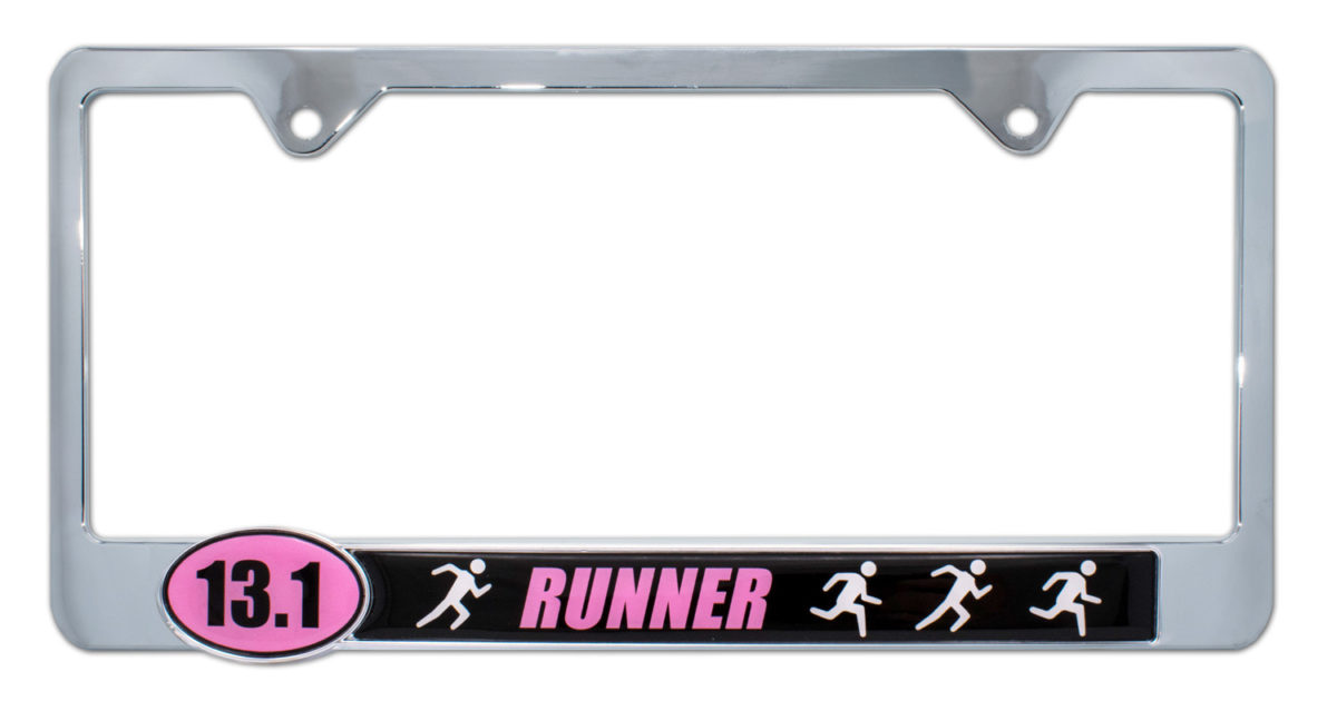 13.1 Half Marathon Runners Pink License Plate Frame | Elektroplate
