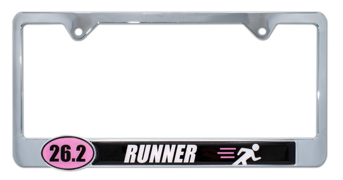 26.2 Marathon Runner Pink License Plate Frame | Elektroplate