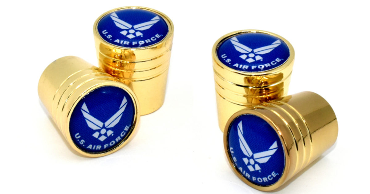 Air Force Valve Stem Caps - Gold Knurling | Elektroplate