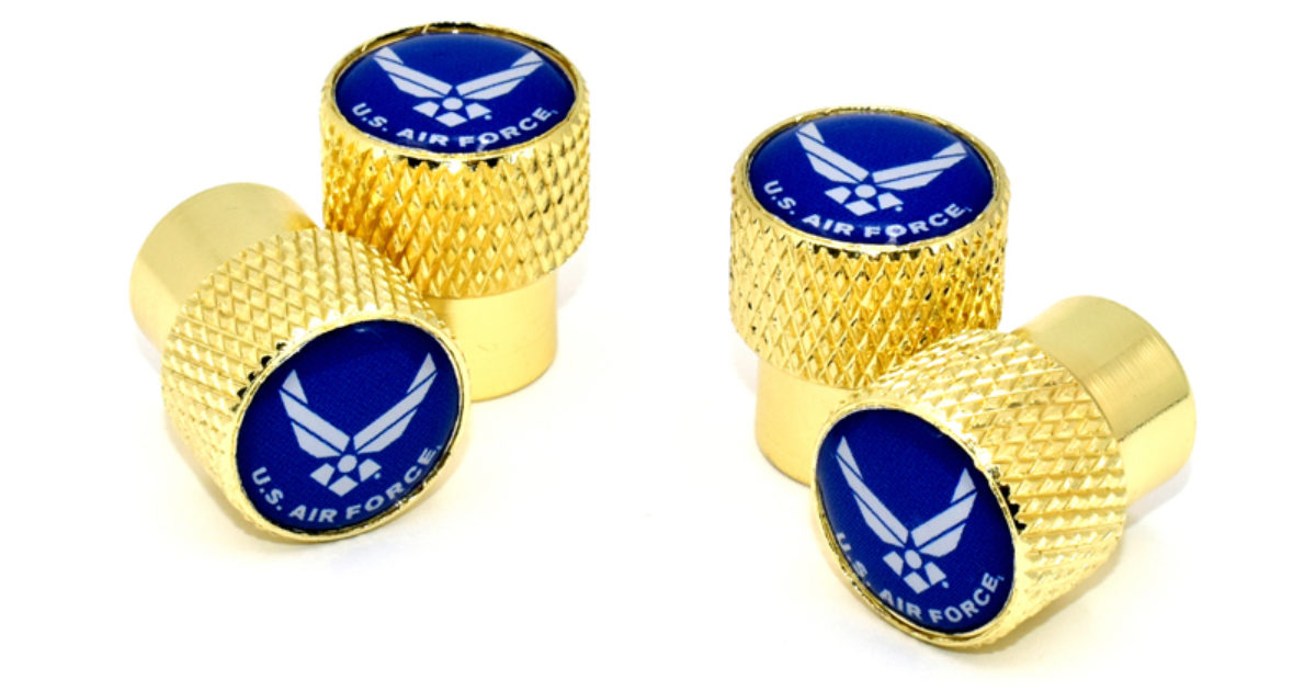 Air Force Valve Stem Caps - Gold Knurling | Elektroplate