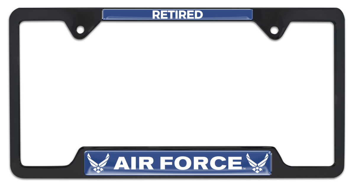 Full-Color Air Force Retired Black Open License Plate… | Elektroplate