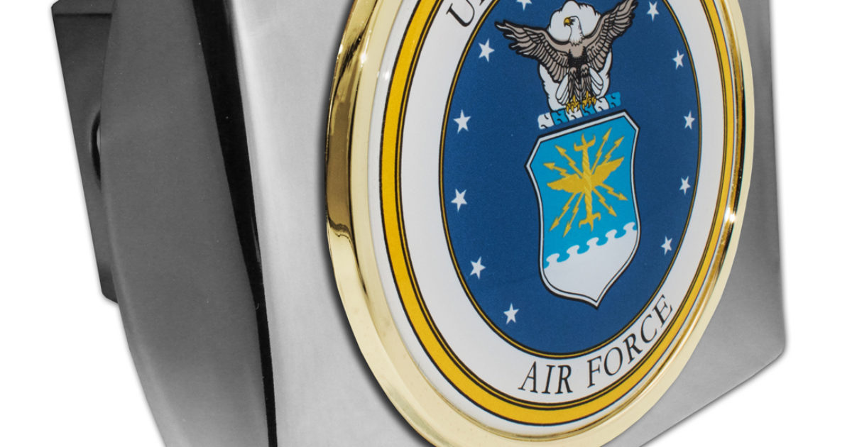 Air Force Seal Emblem on Chrome Hitch Cover | Elektroplate