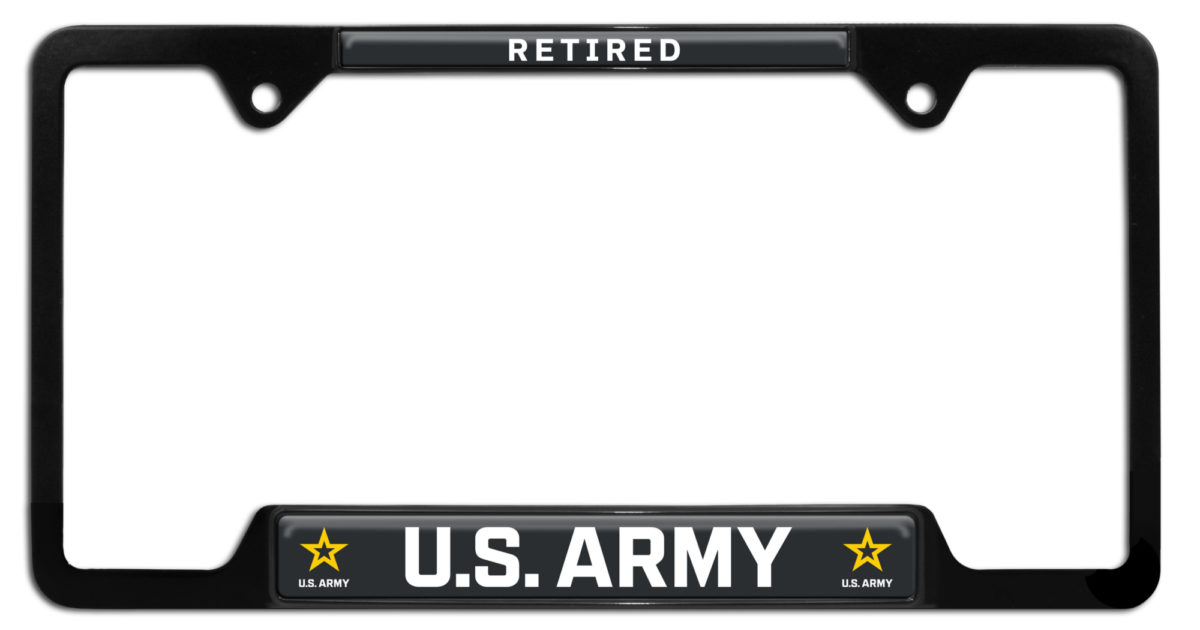 Army Retired Black Metal Open Corners License Plate… | Elektroplate