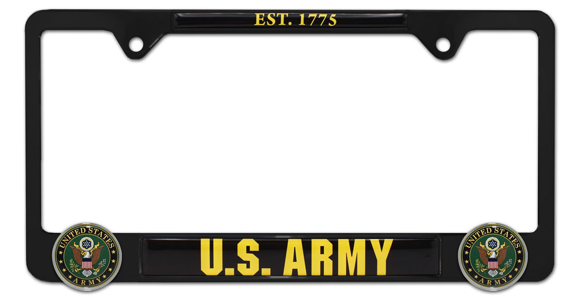 Army 3D Black Metal License Plate Frame | Elektroplate