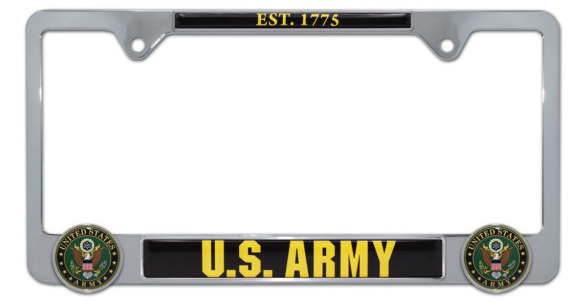 Army 3D Chrome Metal License Plate Frame | Elektroplate
