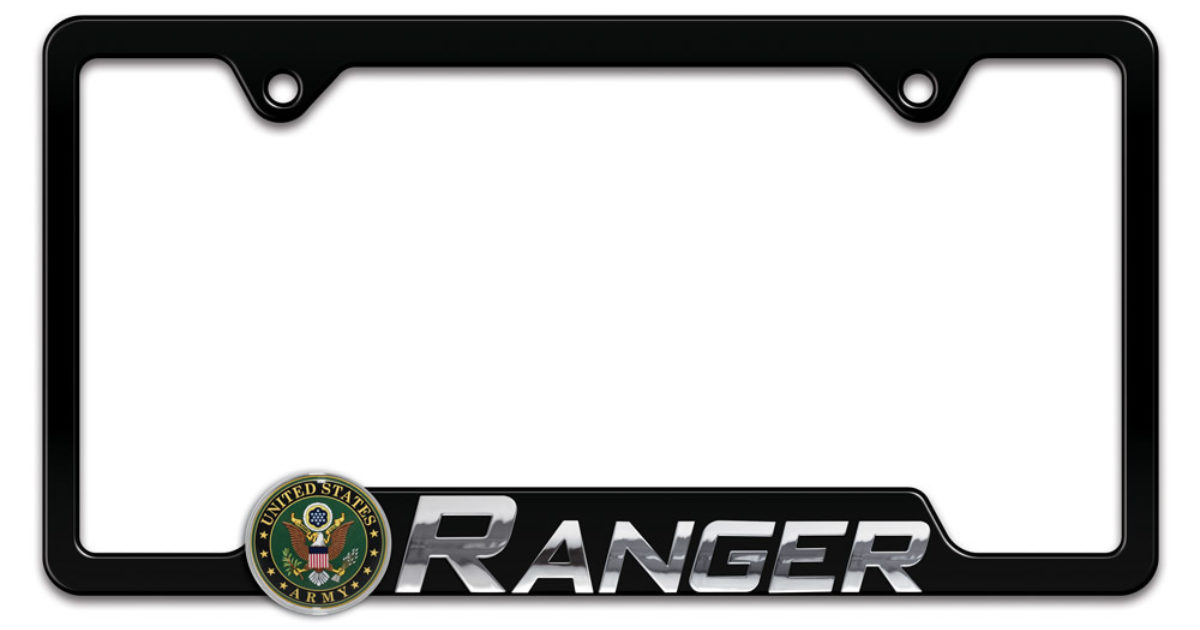 Army Ranger 3D Black Metal License Plate Frame | Elektroplate