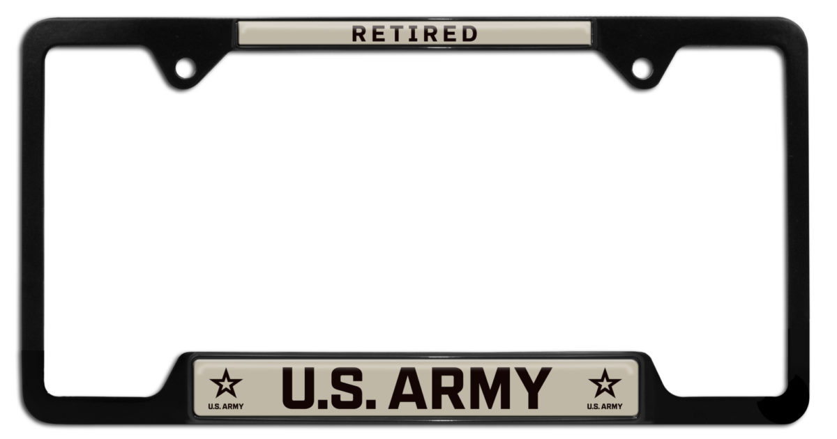 US Army Retired Black Metal Open Corners License Plate… | Elektroplate