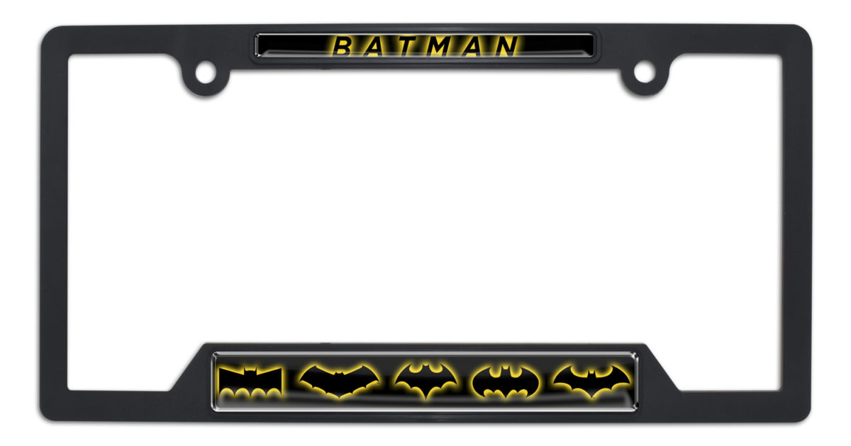 Batman Evolution Open Black Plastic License Plate Frame | Elektroplate