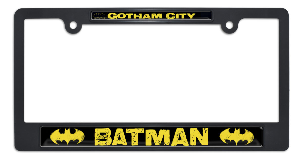 Batman Gotham City Black Plastic License Plate Frame | Elektroplate