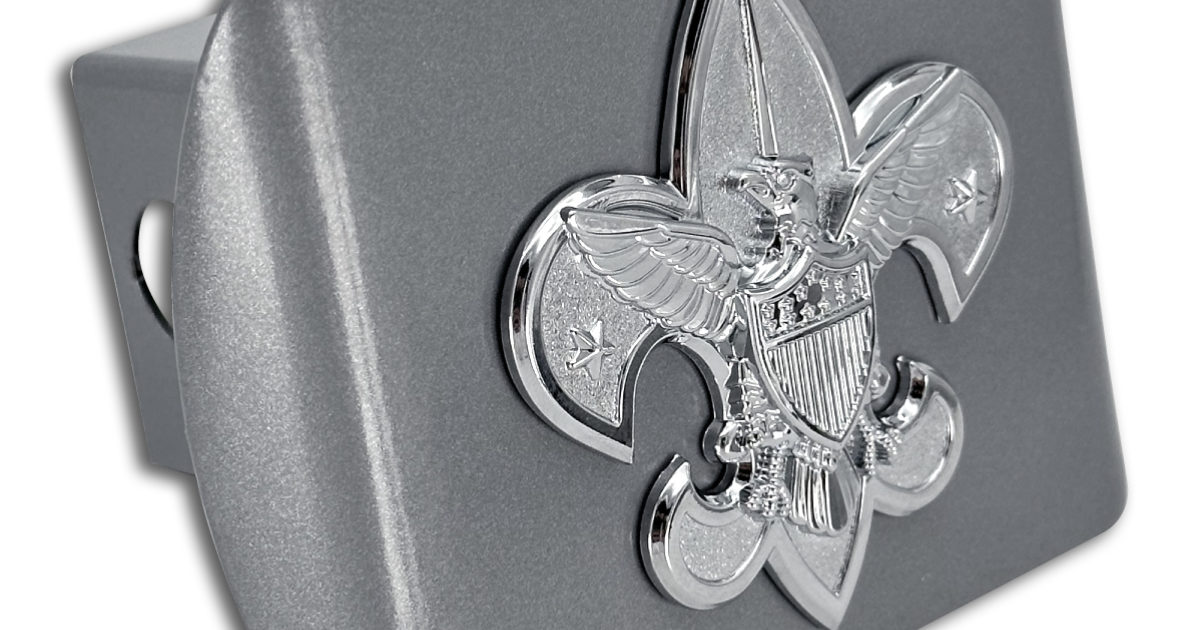 Scouting America Brushed Chrome Hitch Cover | Elektroplate