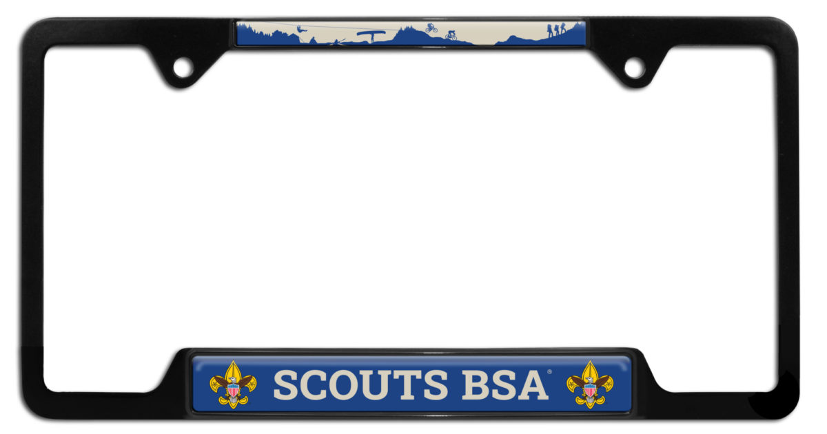Scouting America Black Open License Plate Frame | Elektroplate