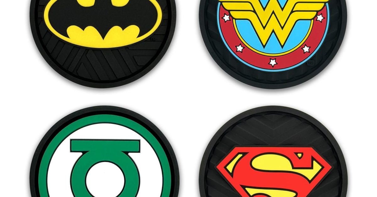 DC Comic Hero Silicone Car Coasters 4-Pack | Elektroplate