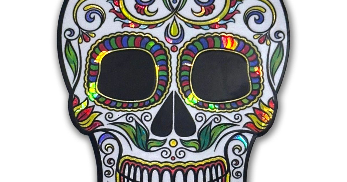 Yellow Day of the Dead Reflective Decal | Elektroplate