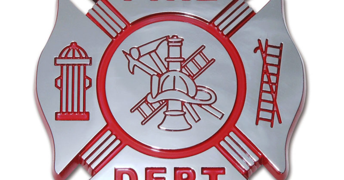 Firefighter Cross Red and Chrome Emblem | Elektroplate