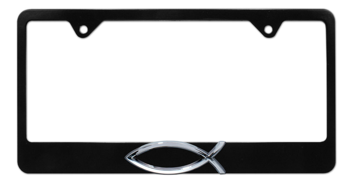 Christian Fish Black License Plate Frame | Elektroplate