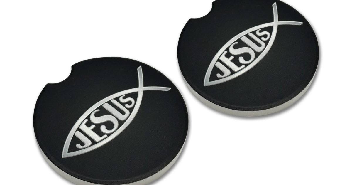 Jesus Fish Car Coasters | Elektroplate