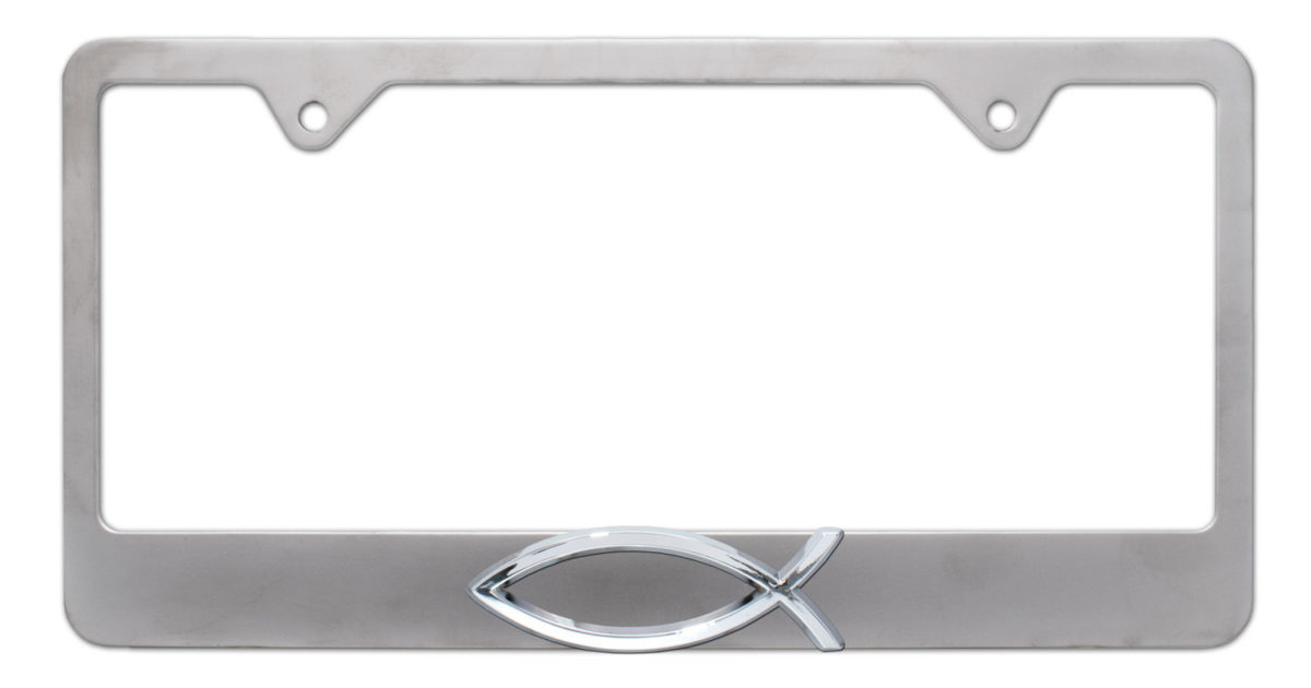 Christian Fish Brushed License Plate Frame | Elektroplate