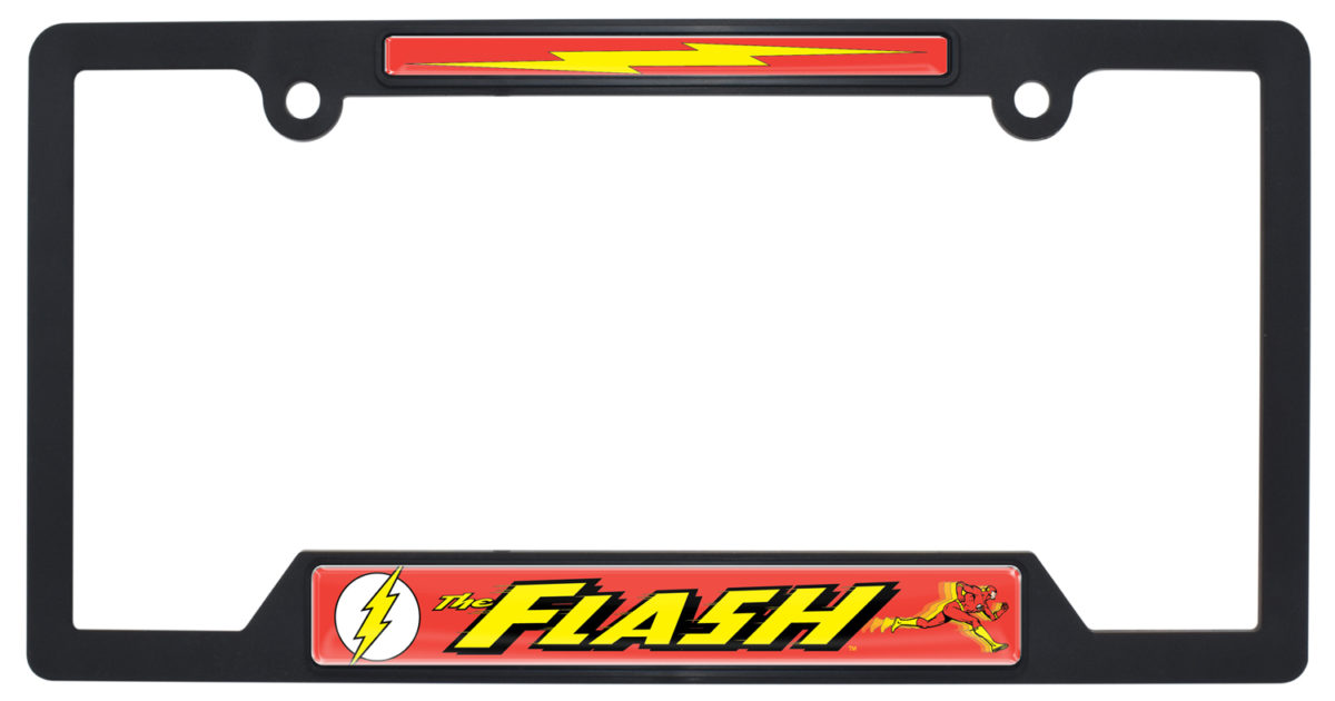The Flash Black Plastic Open License Plate Frame | Elektroplate