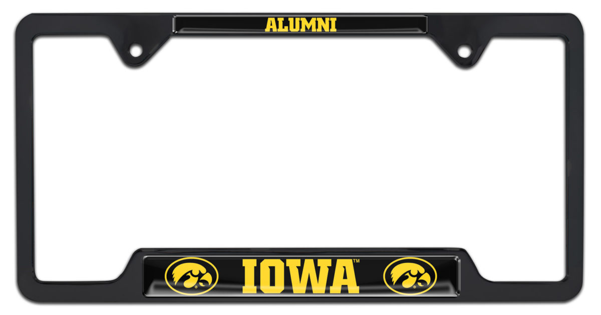 Iowa Alumni Black License Plate Frame | Elektroplate