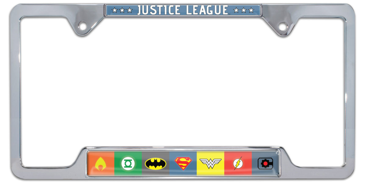Justice League Color Open Chrome License Plate Frame | Elektroplate