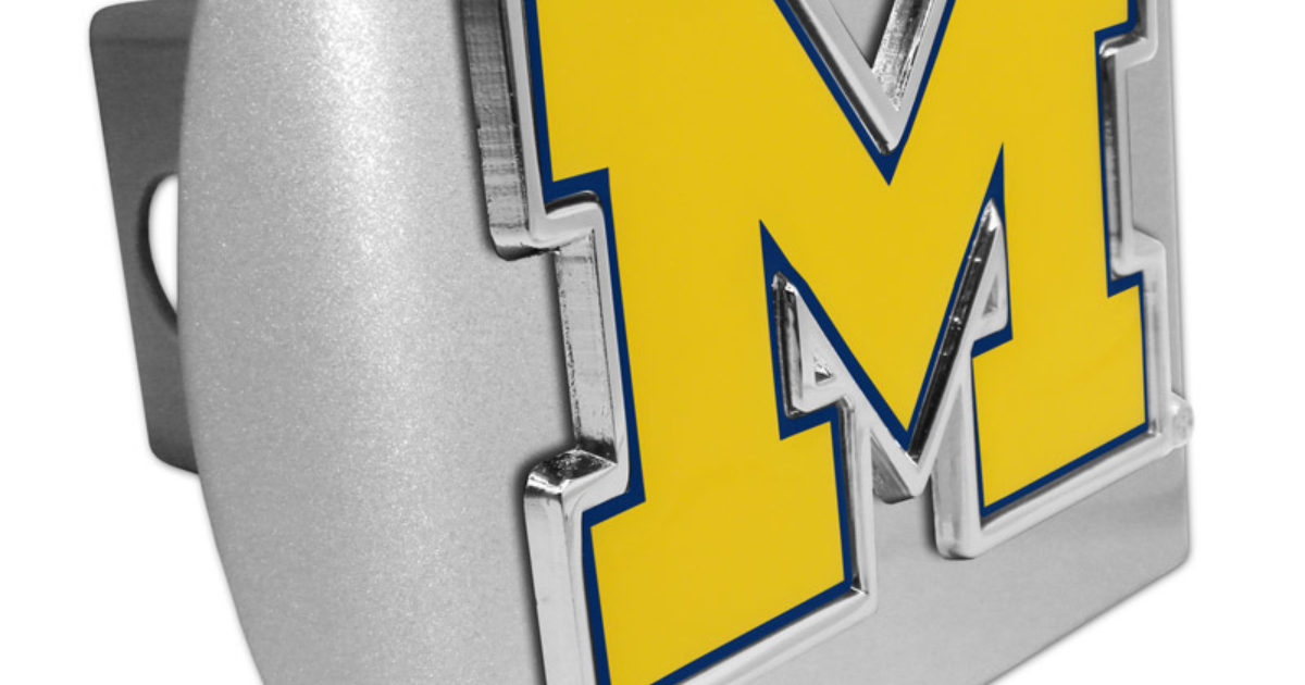 University of Michigan Yellow Brushed Metal Hitch Cover | Elektroplate