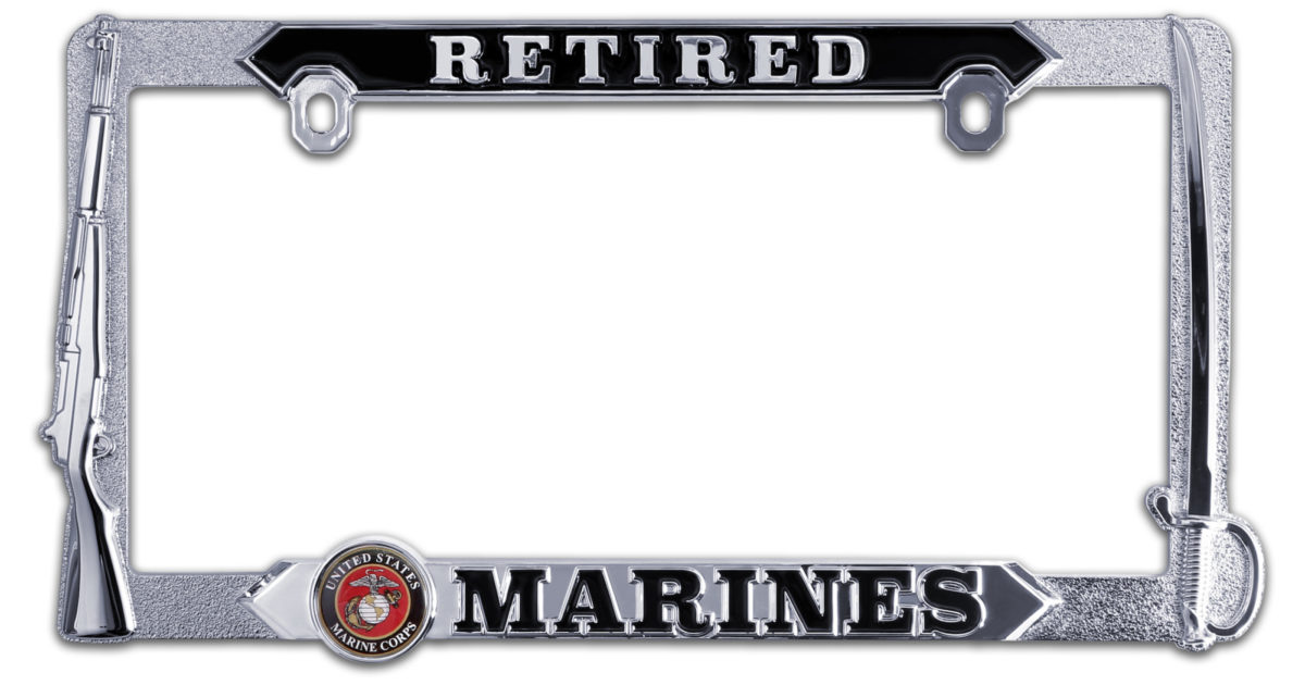 Marines Retired 3D License Plate Frame | Elektroplate
