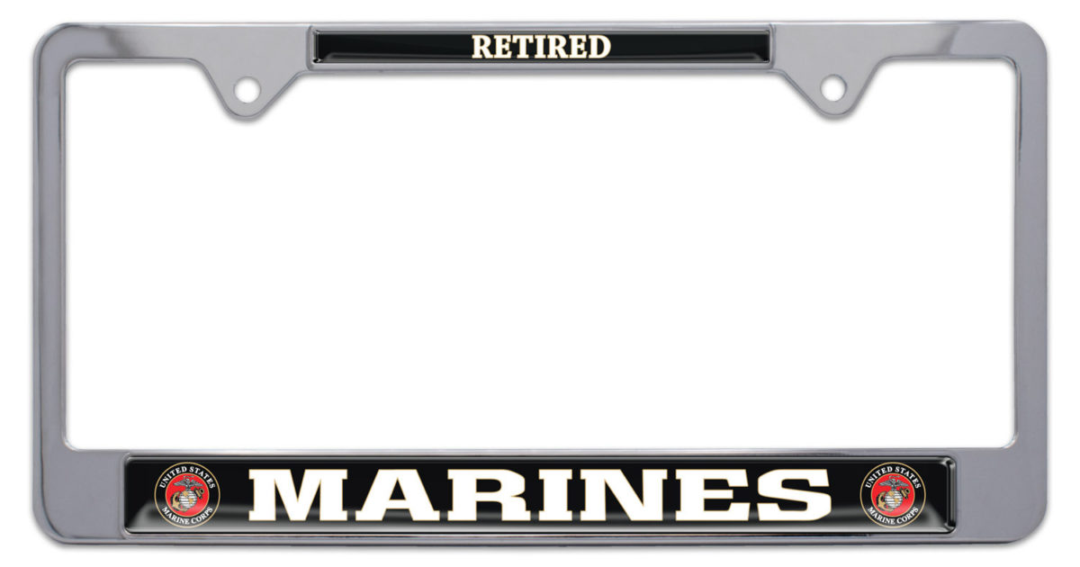 Full-Color Marines Retired License Plate Frame | Elektroplate
