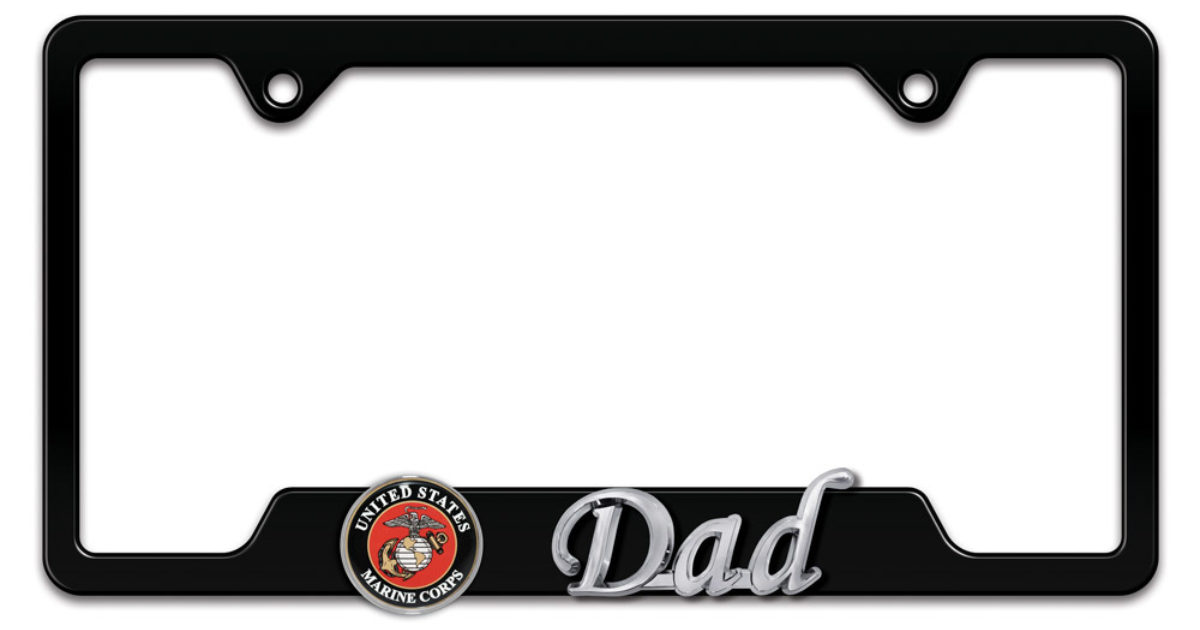 Marines Dad 3D Black Metal License Plate Frame | Elektroplate