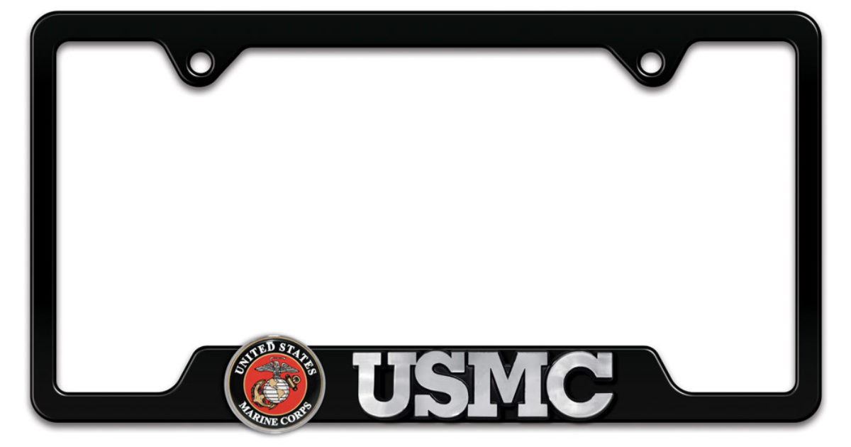 Marines USMC 3D Black License Plate Frame | Elektroplate