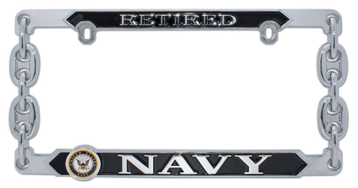 Navy Retired 3D License Plate Frame | Elektroplate