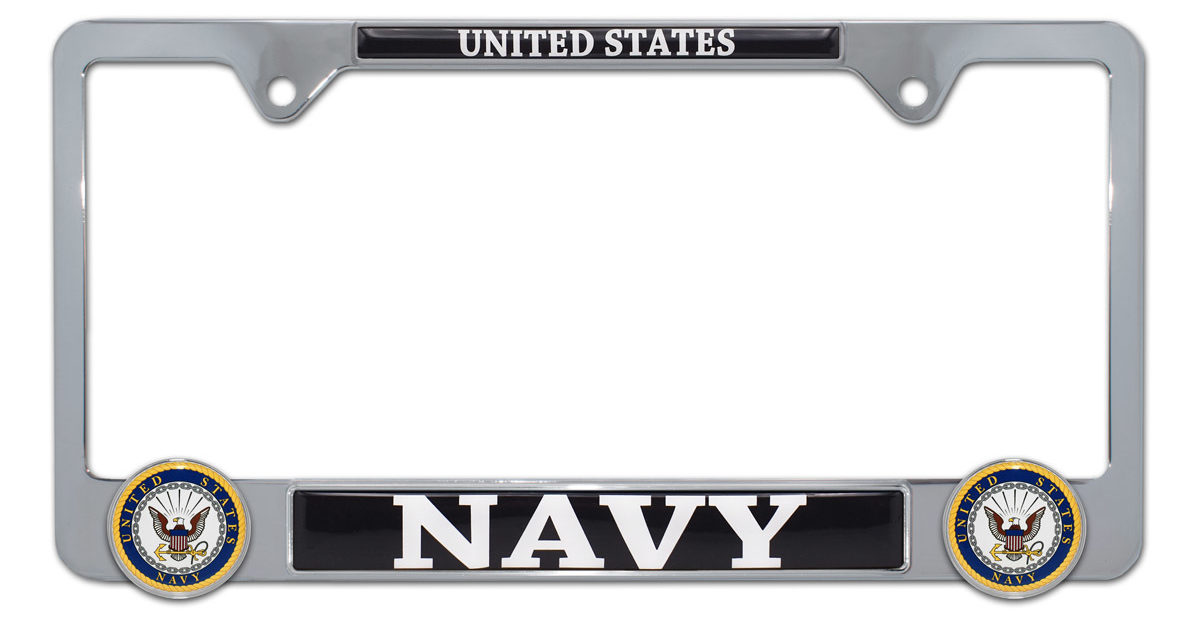 Navy 3D Chrome License Plate Frame | Elektroplate
