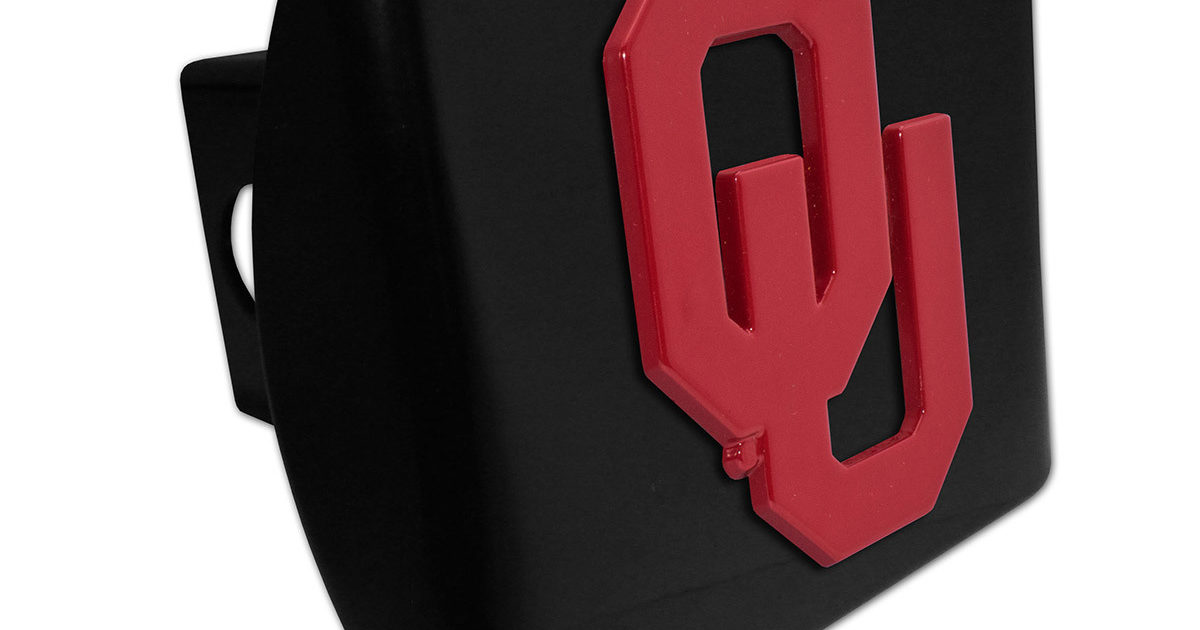 University of Oklahoma Red Black Chrome Hitch Cover | Elektroplate