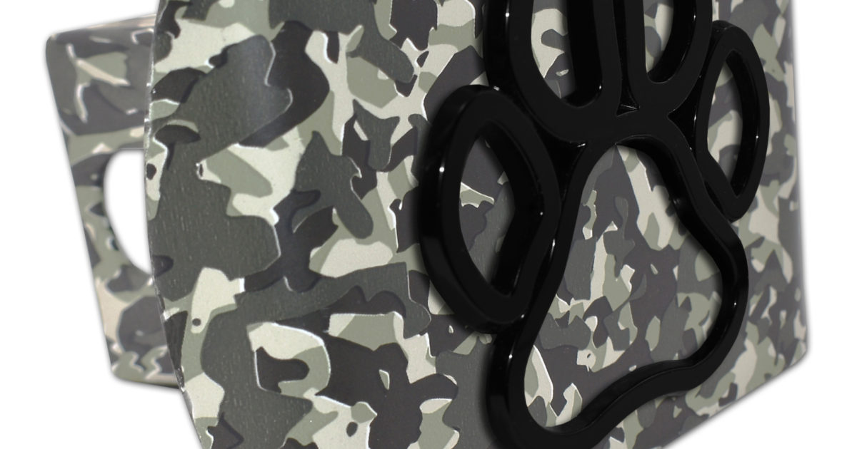 Paw Print Urban Camo Hitch Cover | Elektroplate