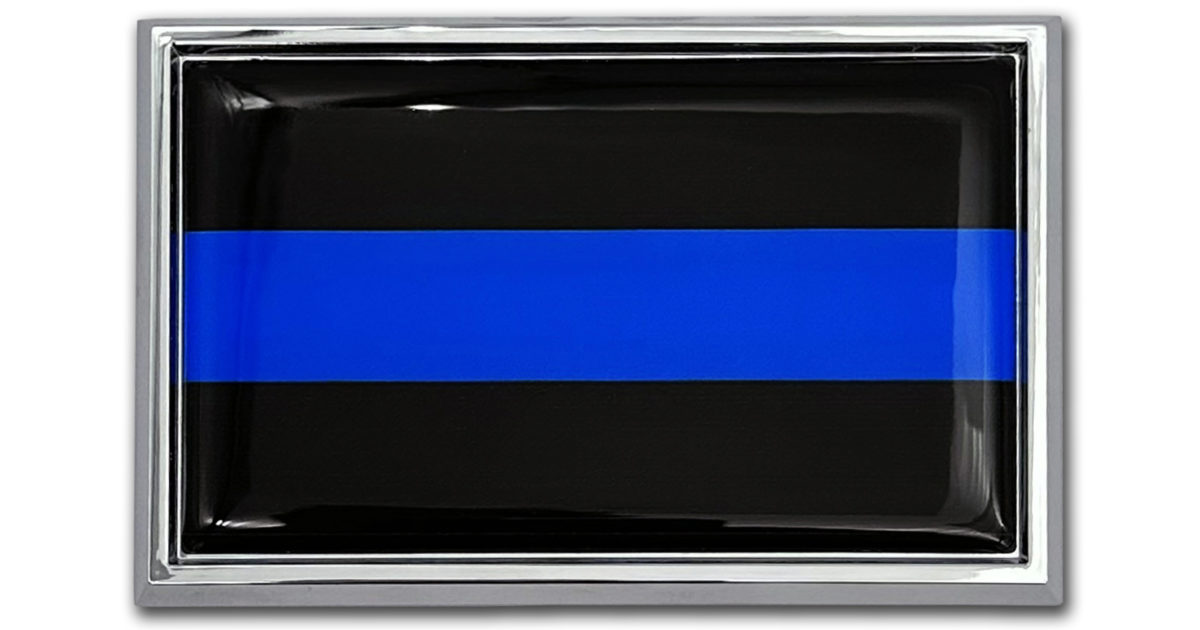 Police Thin Blue Line Flag Chrome Emblem | Elektroplate