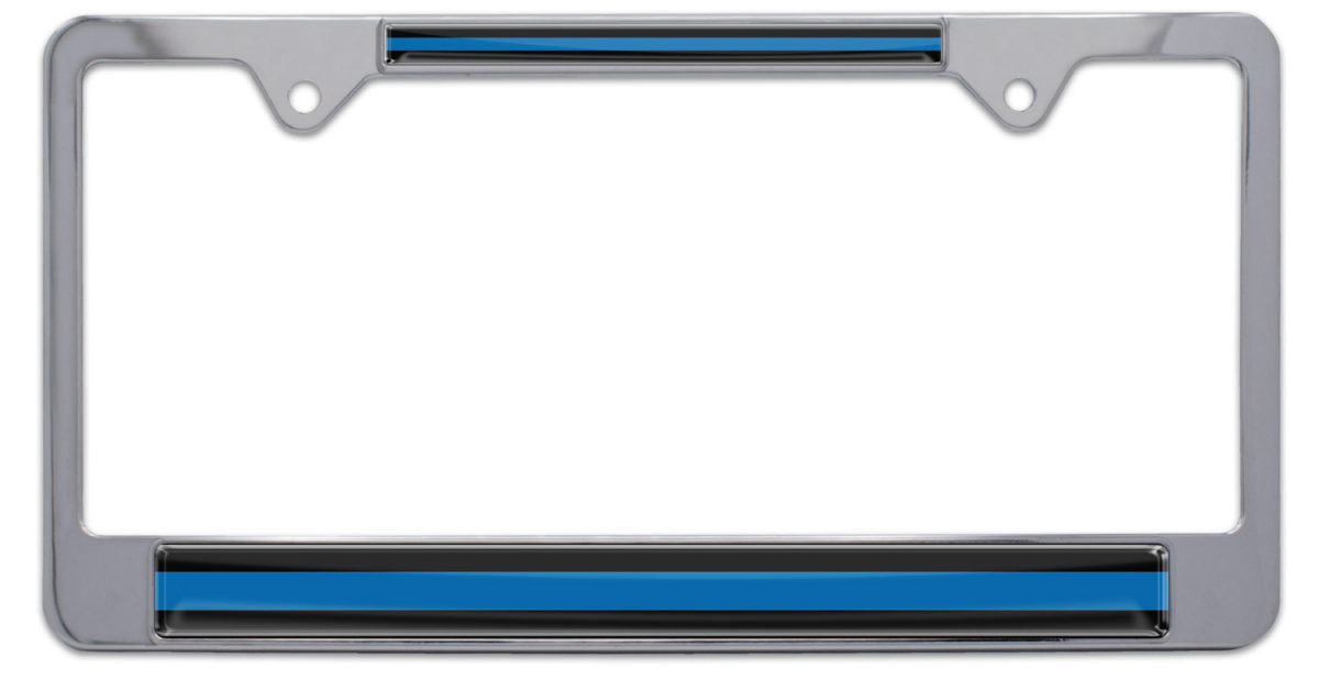 Police Blue Line Chrome License Plate Frame | Elektroplate