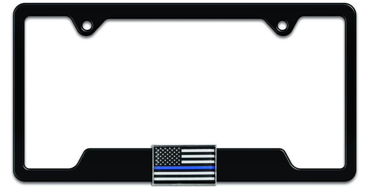 3D Modern Police Flag Black Metal Open License Plate… | Elektroplate