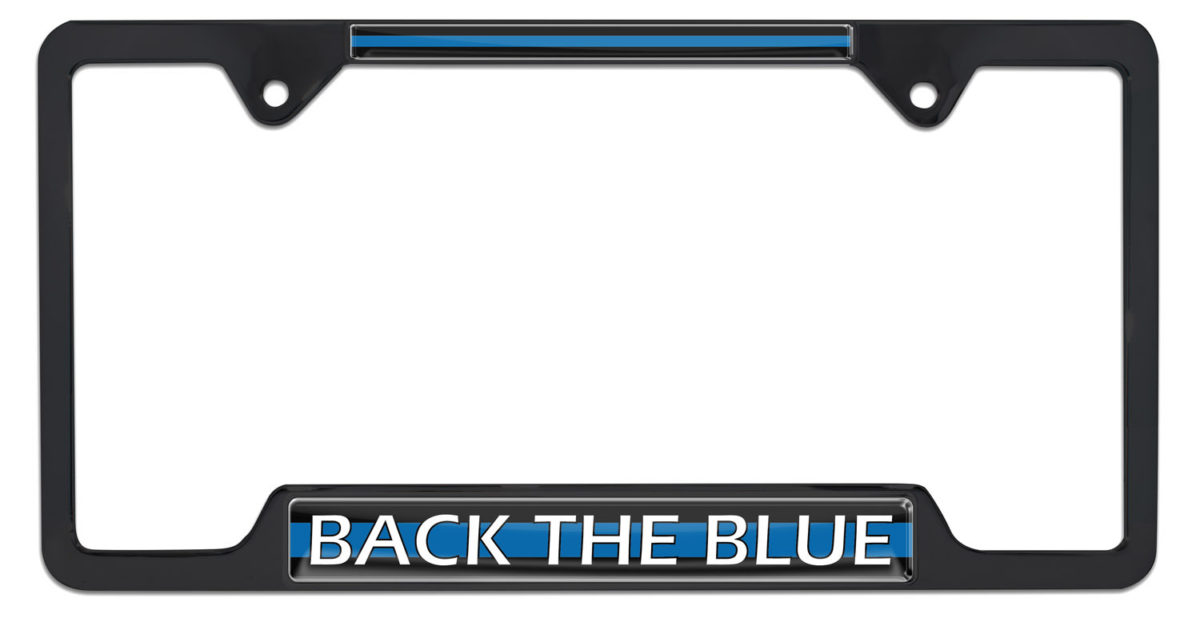 Police Back the Blue Open Black License Plate Frame | Elektroplate
