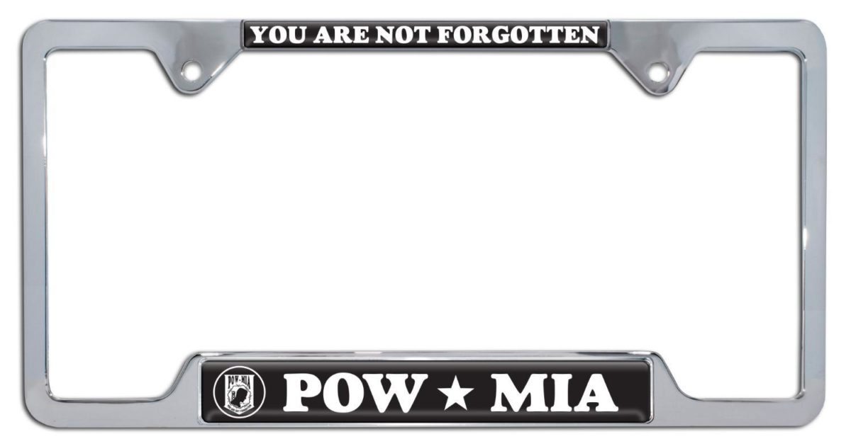POW / MIA Chrome Open License Plate Frame | Elektroplate