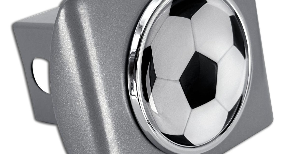 Soccer Brushed Chrome Hitch Cover | Elektroplate