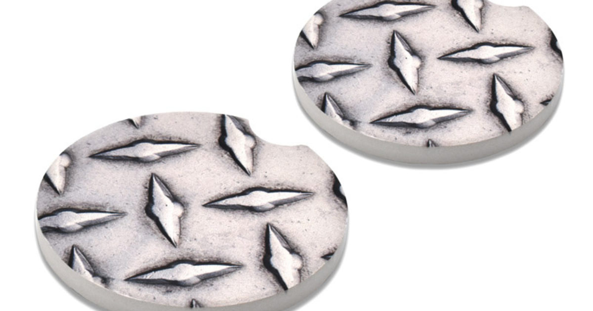 Diamond Plate Steel Car Coasters | Elektroplate