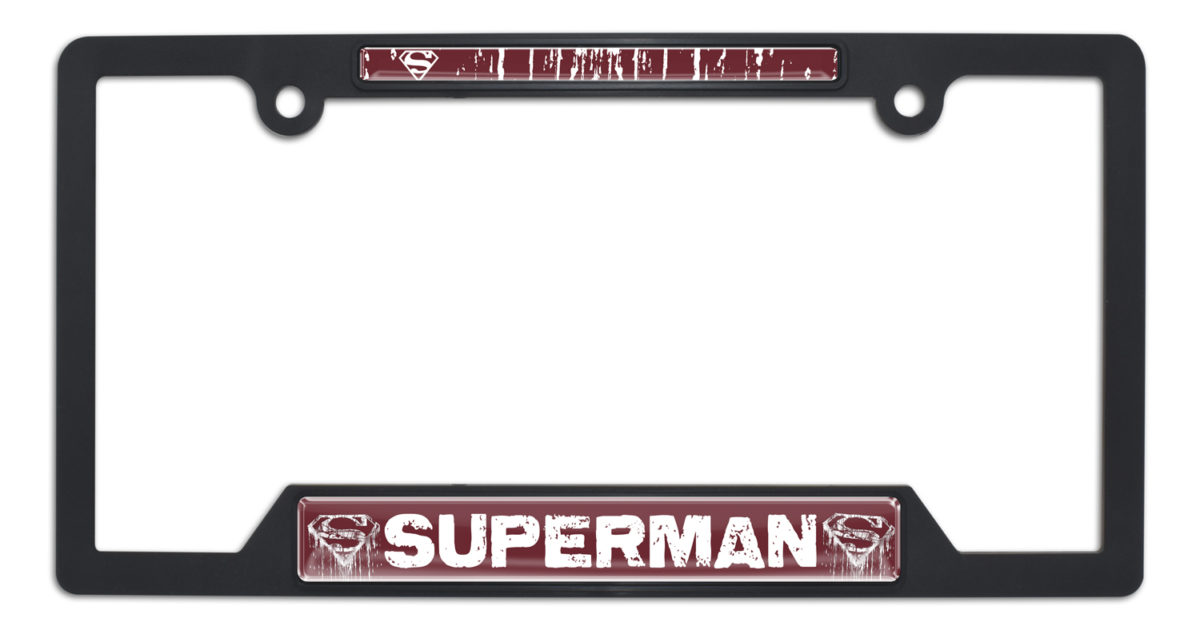 Superman Distressed Open Black Plastic License Plate… | Elektroplate