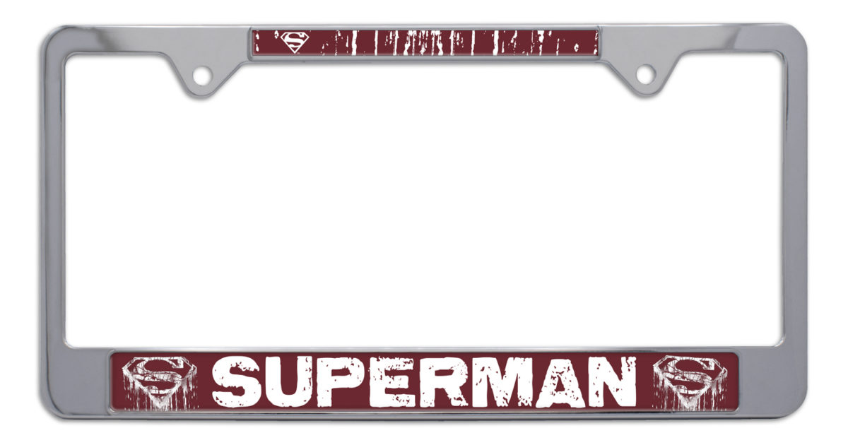 Superman Distressed Chrome License Plate Frame | Elektroplate