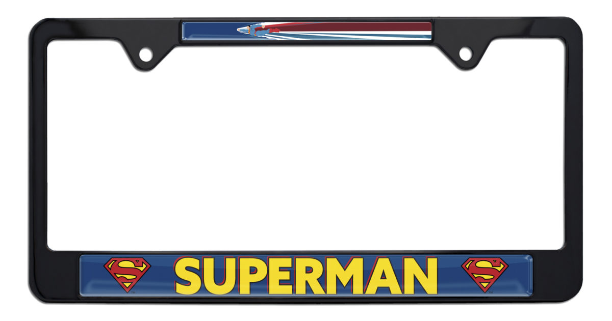Superman Fly Black License Plate Frame | Elektroplate