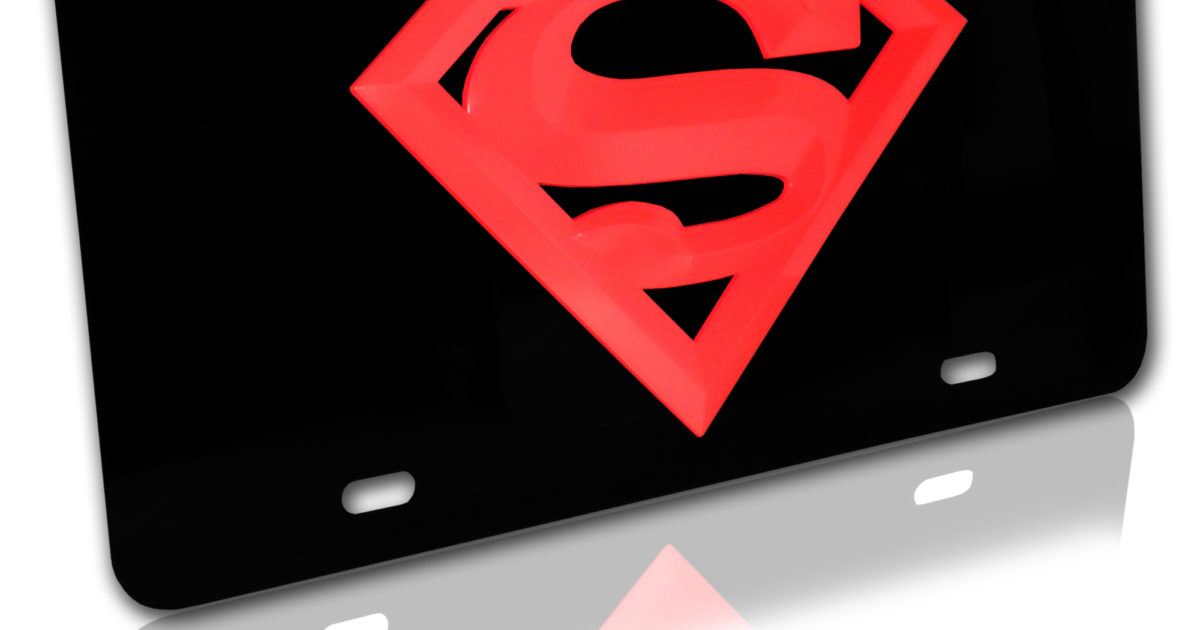 Superman Red and Black 3D License Plate | Elektroplate