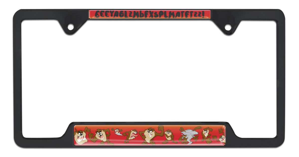 Taz Open Black License Plate Frame | Elektroplate