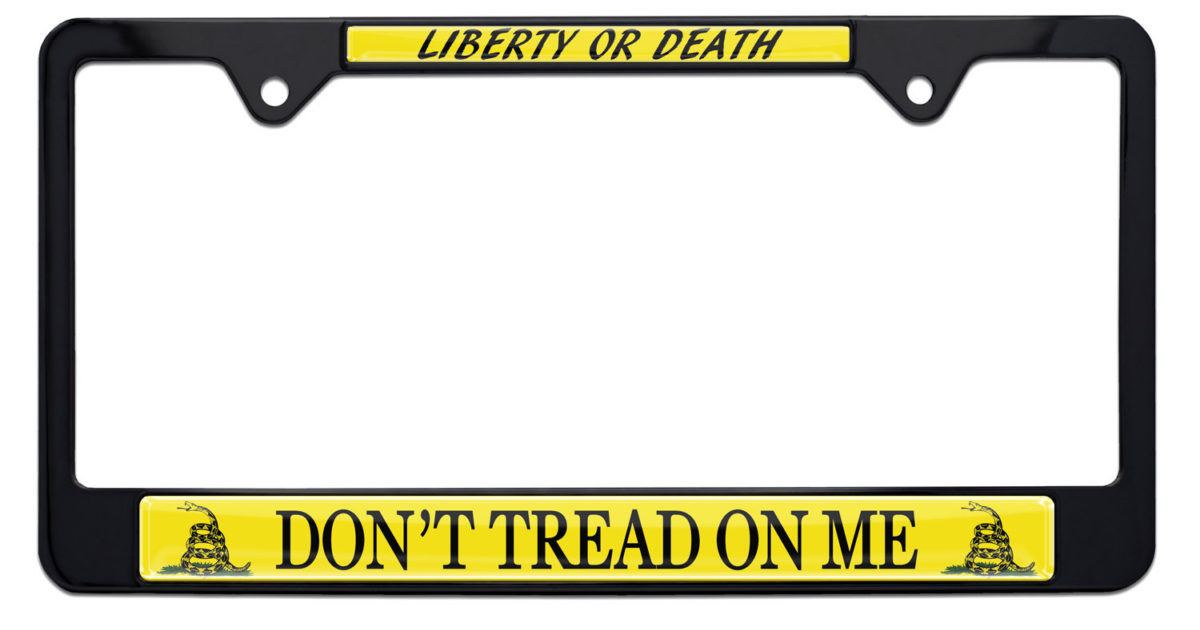 Don't Tread On Me Black License Plate Frame | Elektroplate