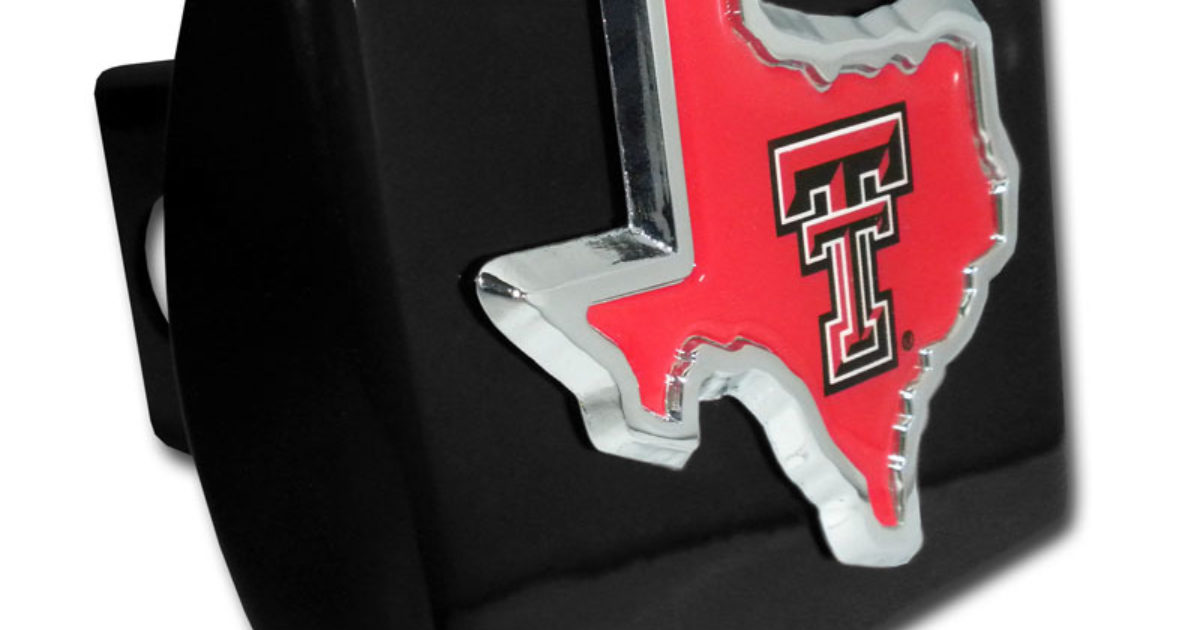 Texas Tech State Shape Black Hitch Cover | Elektroplate